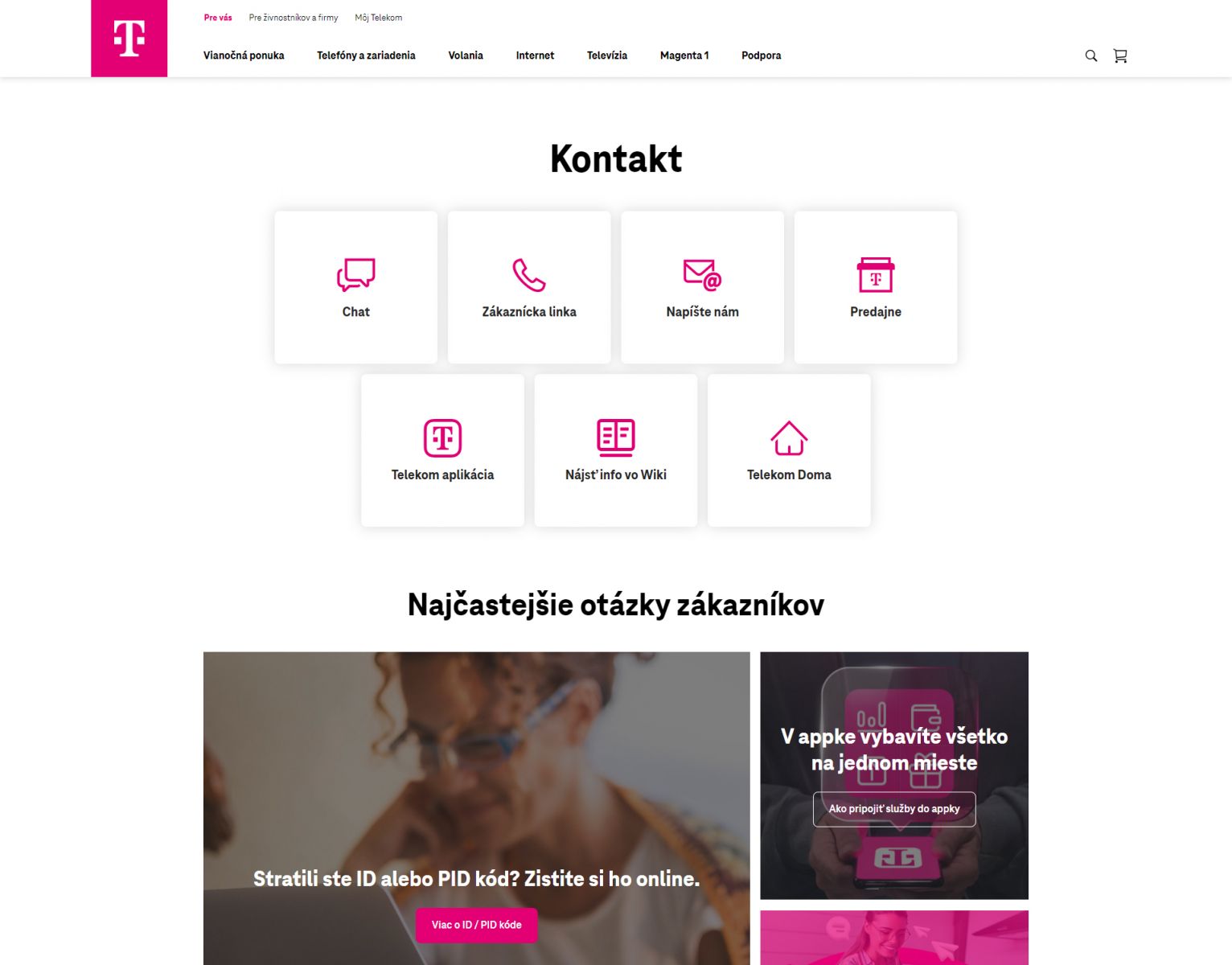 Telekom kontakt, telefon, infolinka, zákaznícky servis - Infolinka